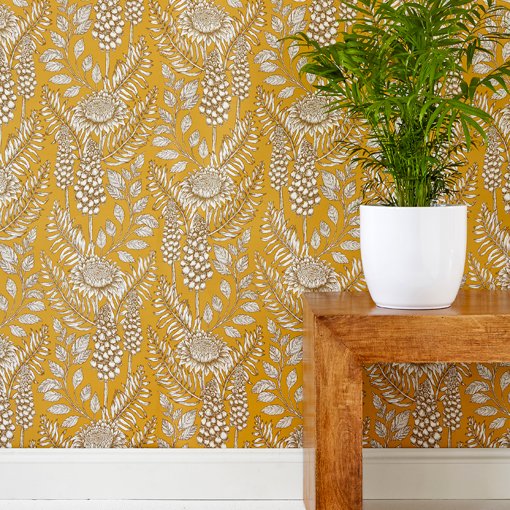 Abigail Borg Muscari Wallpaper – Mustard, 52cm Trimmed 10m Roll ...