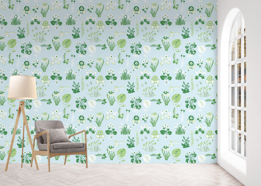 Marsh Flower Wallpaper in Blue Tint & Celadon | Sarah Gordon – SUPPLY ...
