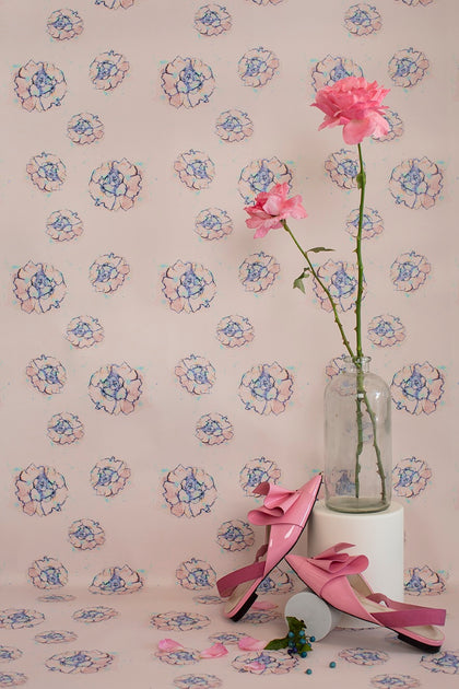 Pink Phoebe Flower Wallpaper – 54" Width, 29" Repeat by Yard – SUPPLY ...
