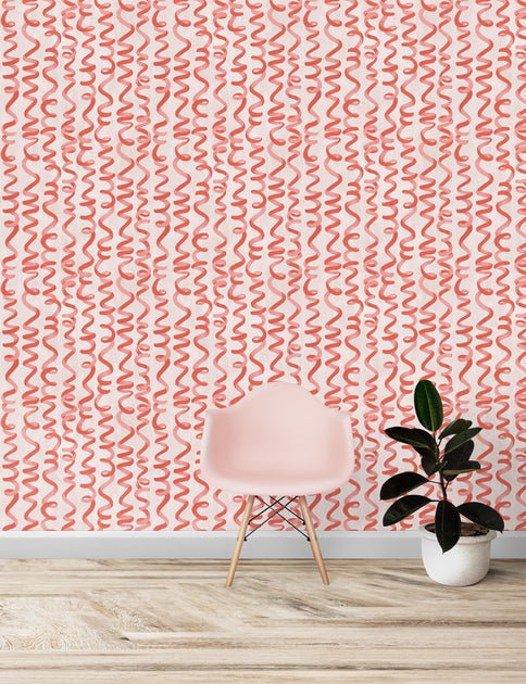 Coral + Vermillion Wallpaper – Samba | 5 Yard Clay-Coated Roll – SUPPLY ...