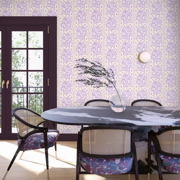 Tussie Mussie Wallpaper in Lilac – Non-Woven Double Roll – SUPPLY Showroom