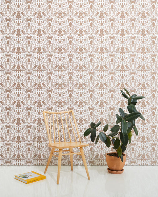 Rose Gold on Cream Barn Owls Wallpaper – Luxury 5-Yard Roll for Décor ...
