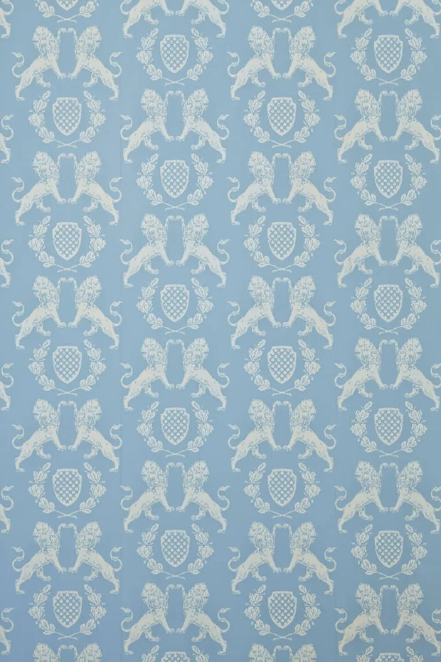 Wedgewood Blue Heraldic Lion Wallpaper | Nonwoven 10m Straight Match ...