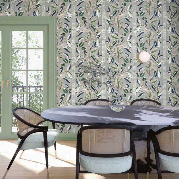 Sage Live Oak Wallpaper – Straight Match, 27" Trimmed Clay-Coated Roll ...
