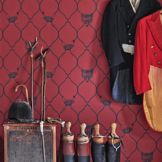 Brick Fox & Hen Wallpaper | Nonwoven 10m Roll Half Drop Pattern ...